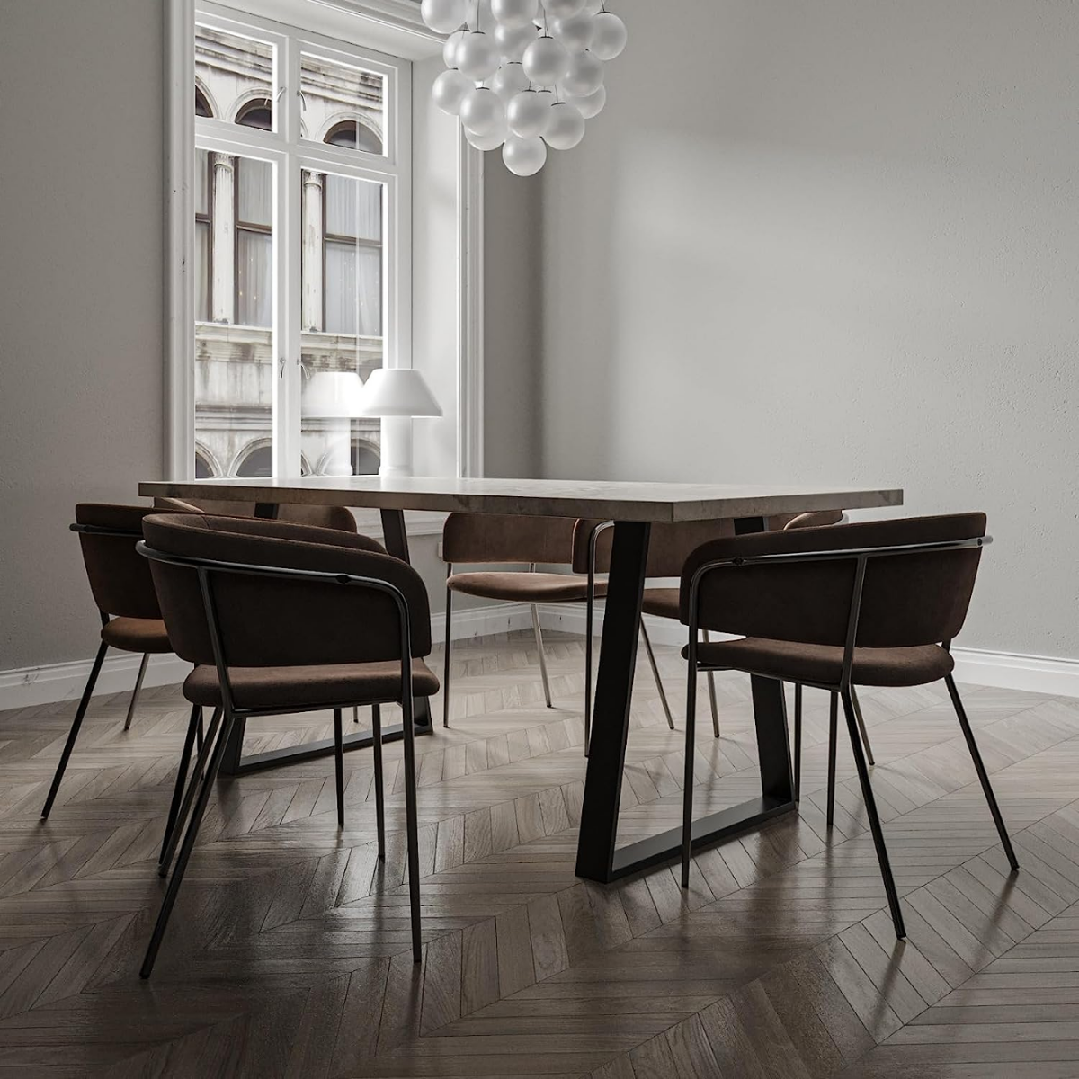 Metal Dining Table Coffee Bench Trapezoid Heavy Duty Modern Legs Minim ...